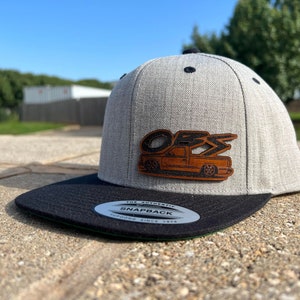 Chevy GMC Sierra Silverado OBS Nation Leather Patch Hat - Snapback Mesh ...