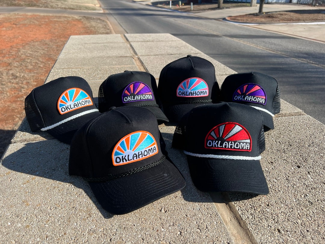 Vintage Rope Trucker Hat - Oklahoma Home of the Rising Sun Design ...