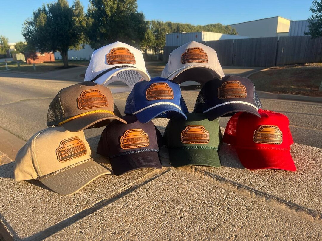 Vintage Leather SQUAREBODY Snapback Hat With Engraved Patch | Chevy GMC Truck | Multiple Colors ...