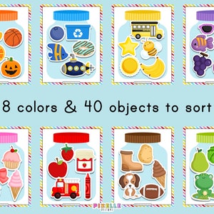 Color Sorting Jars Busy Book Printable Activity for Toddlers Homeschool ...