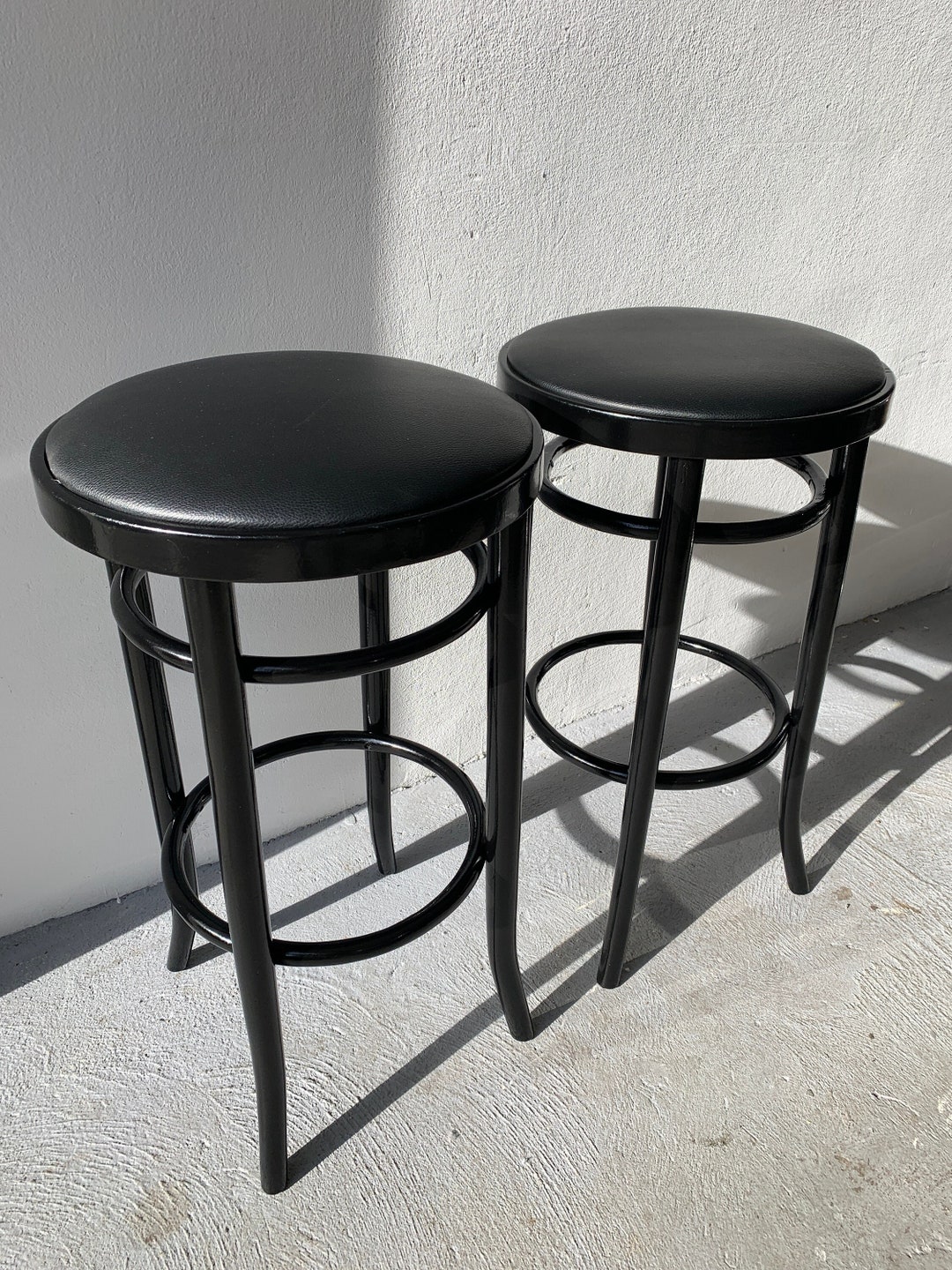 A Pair of Vintage Thonet Bar Stools / Kitchen Island Retro Chairs ...