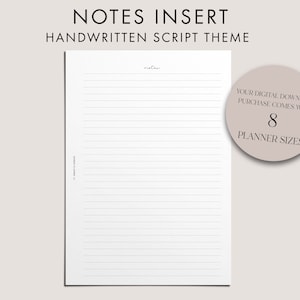 Notes Insert, PRINTABLE Planner Insert, Brain Dump, Horizontal Layout ...