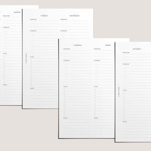 Undated Weekly Planner, PRINTABLE, Week on Four Pages, A5/happy Planner ...