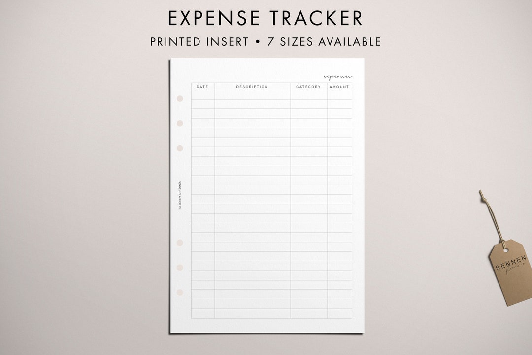 PRINTED Minimalist Expense Tracker Insert, Small Business Expenses ...