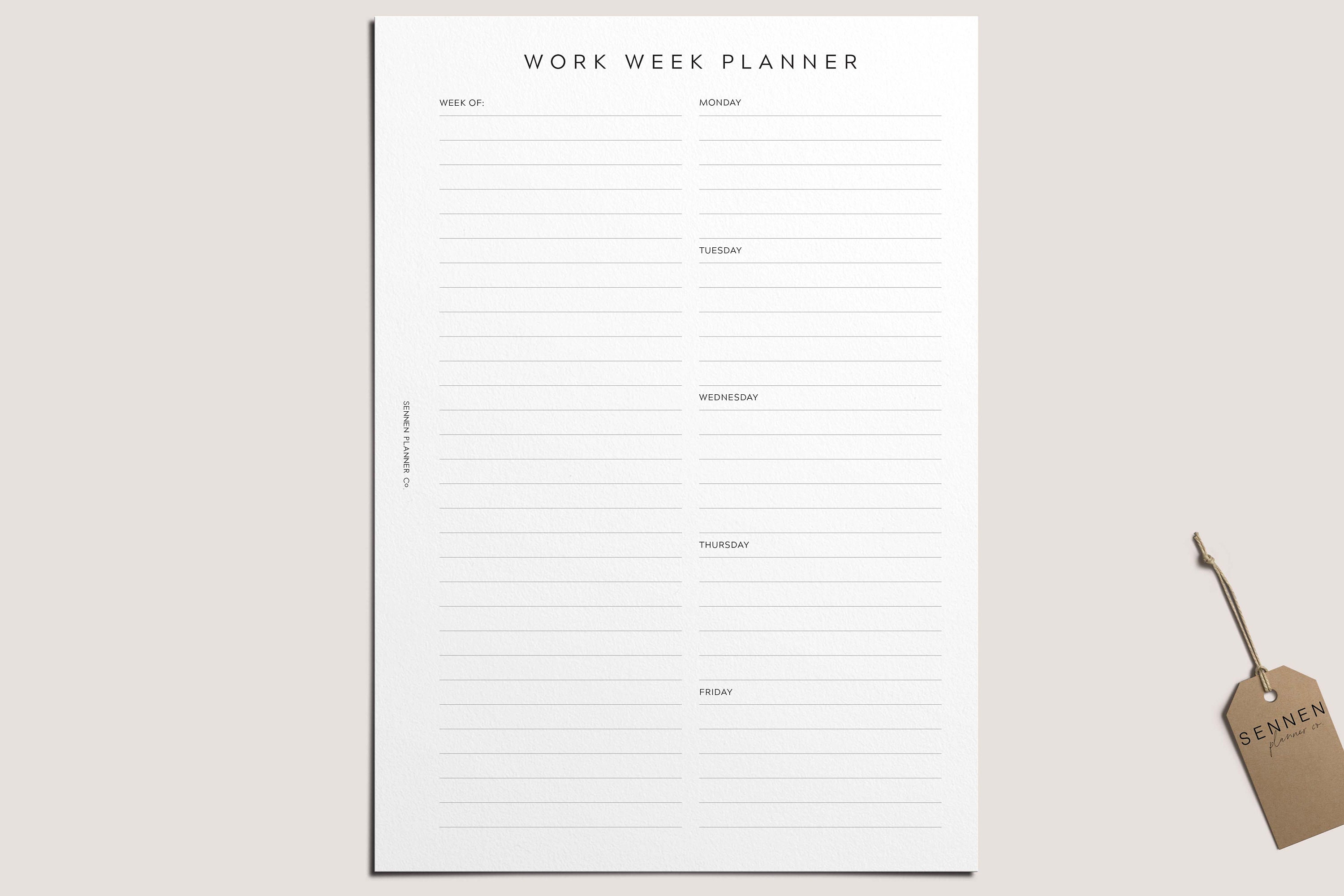 Undated Work Week Planner, PRINTABLE, Week on One Page, to Do List ...