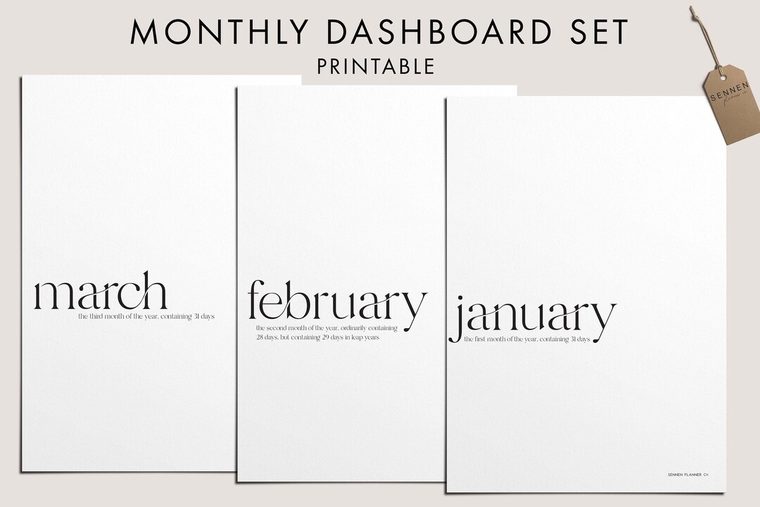 Monthly Dashboard Set PRINTABLE Planner Dividers Jan-dec - Etsy