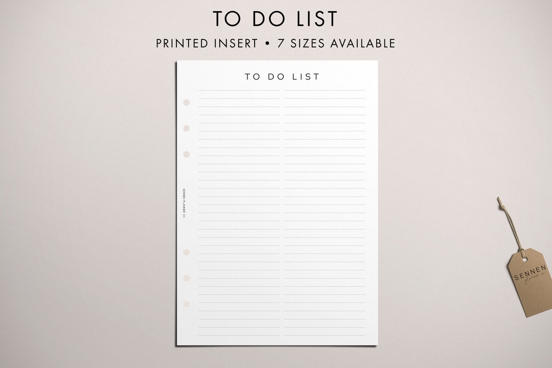 PRINTED to Do List Insert, Task List, Shopping List, Grocery List ...