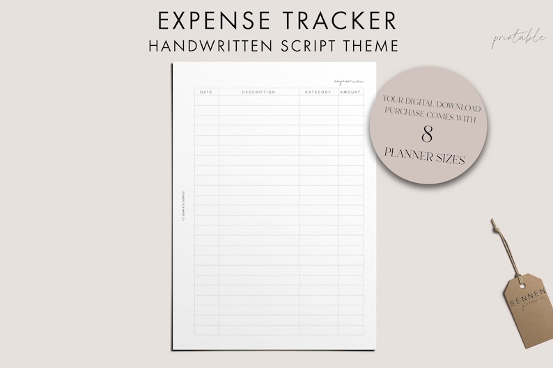 Minimalist Expense Tracker, Printable Planner Insert, Small Business Expenses, Personal Expenses ...