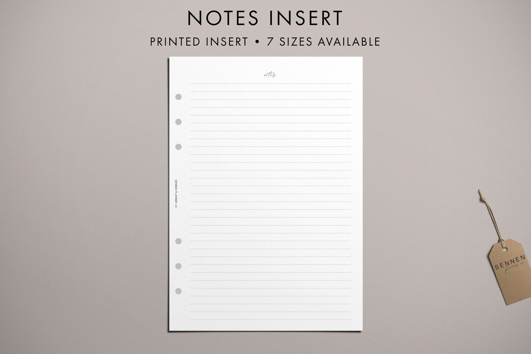PRINTED Notes Insert, Brain Dump, Horizontal Layout, Lecture Notes ...