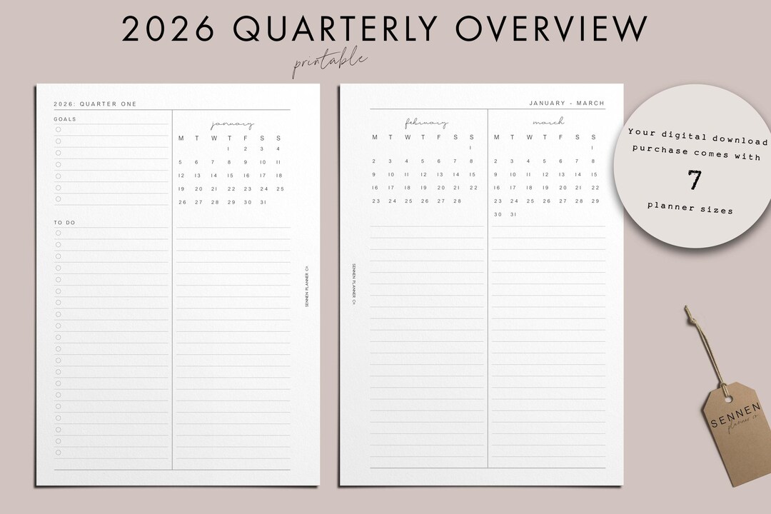 2026 Quarterly Overview, PRINTABLE, Month at a Glance, Quarter at a ...