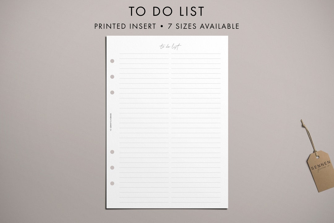 PRINTED to Do List Insert, Task List, Shopping List, Grocery List ...