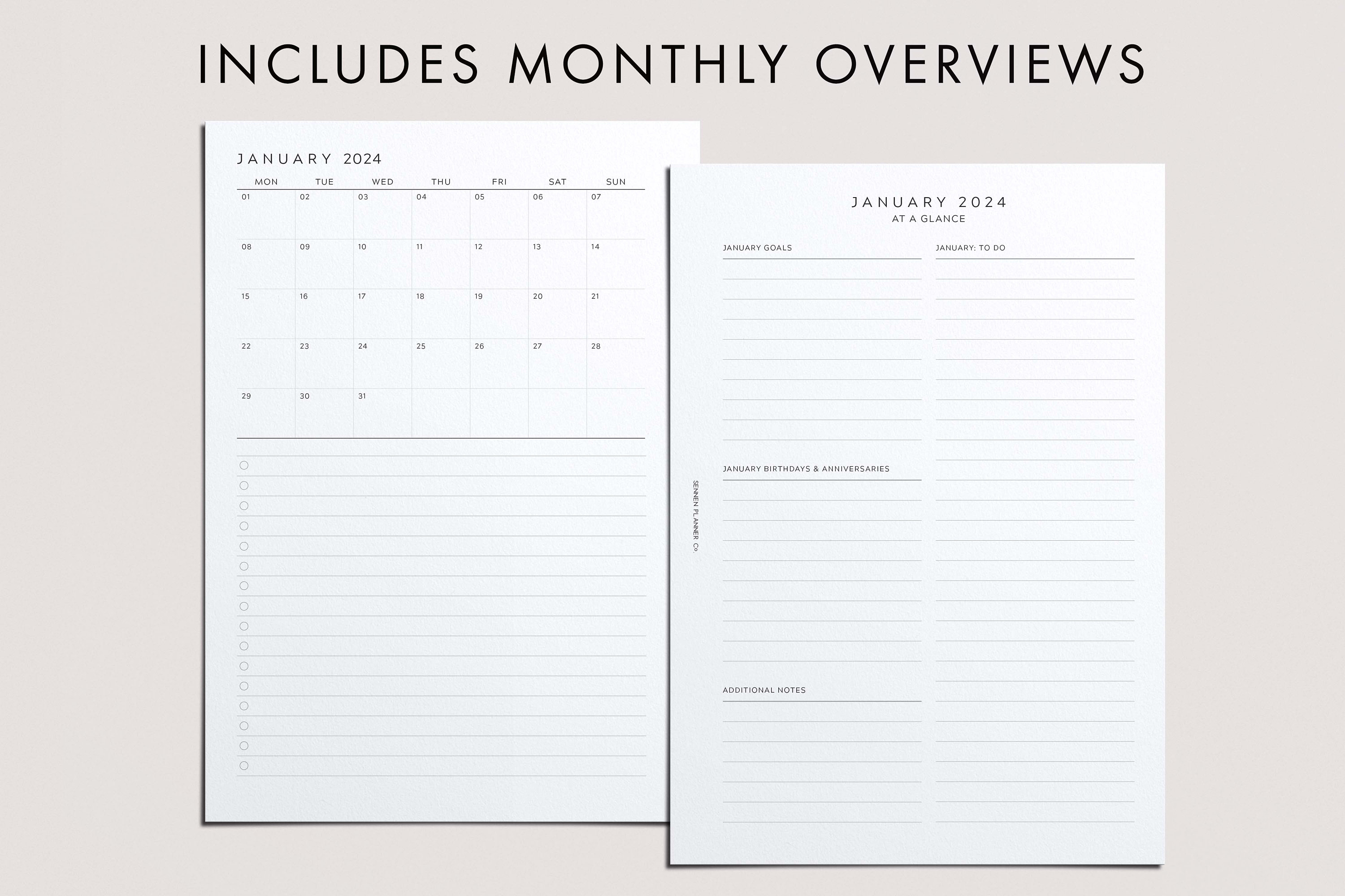 2024 Weekly Planner PRINTABLE Week on Two Pages Horizontal - Etsy