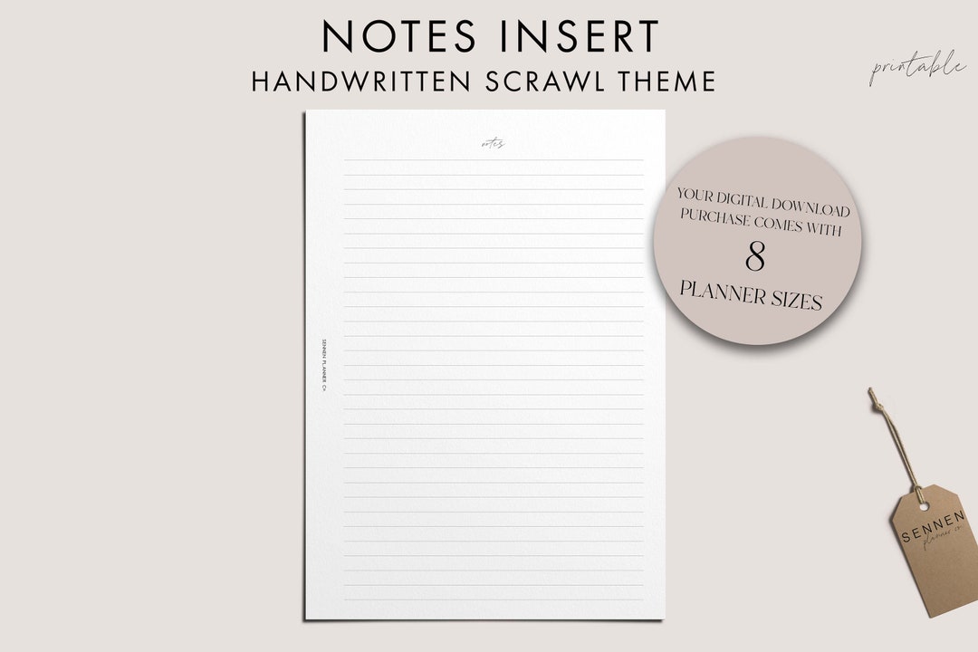 Notes Insert, PRINTABLE Planner Insert, Brain Dump, Horizontal Layout ...