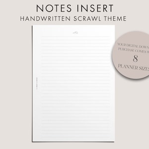 Notes Insert, PRINTABLE Planner Insert, Brain Dump, Horizontal Layout ...