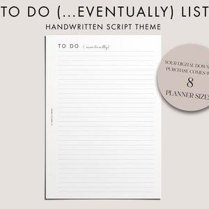 To Do (…eventually), PRINTABLE, Task List, to Do List, Horizontal ...