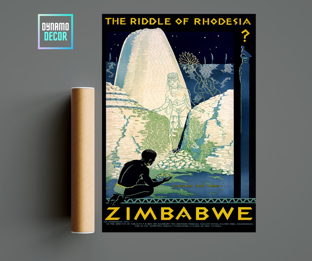 Zimbabwe - Africa Travel Poster - Vintage Retro Travel Wall Art Decor ...