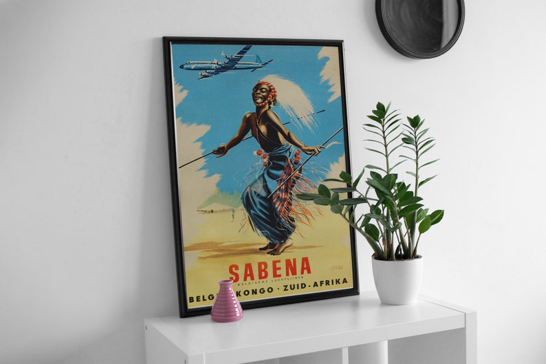 Sabena Africa - Africa Travel Poster - Vintage Retro Travel Wall Art ...
