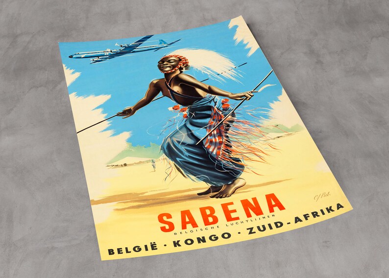 Sabena Africa - Africa Travel Poster - Vintage Retro Travel Wall Art ...
