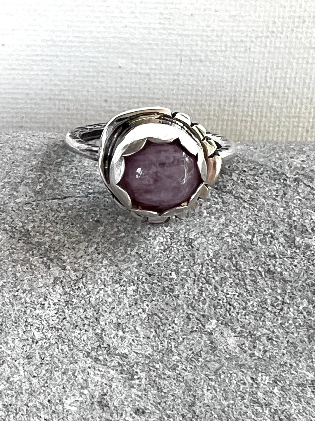 Pink Calcite Statement Ring: Handcrafted Sterling Silver Band - Etsy