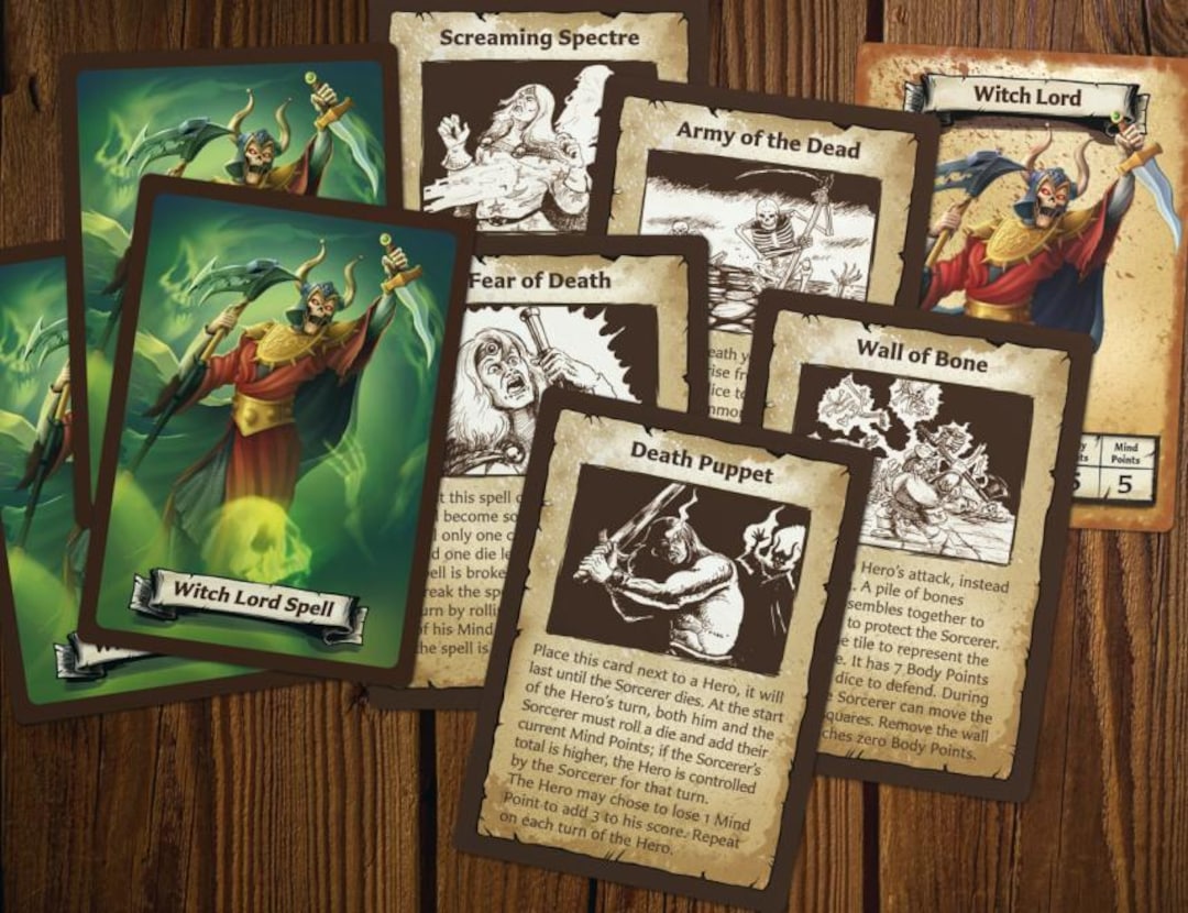 Witch Lord Spell Cards: Custom Heroquest Add-on (2021 Style) - Etsy