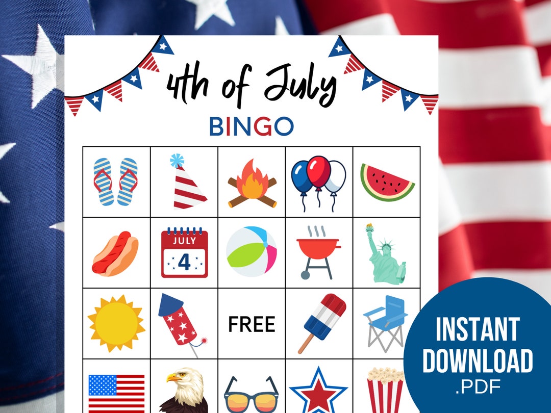 4th of July Bingo Patriotic Party Game - Printable Party Game for ...