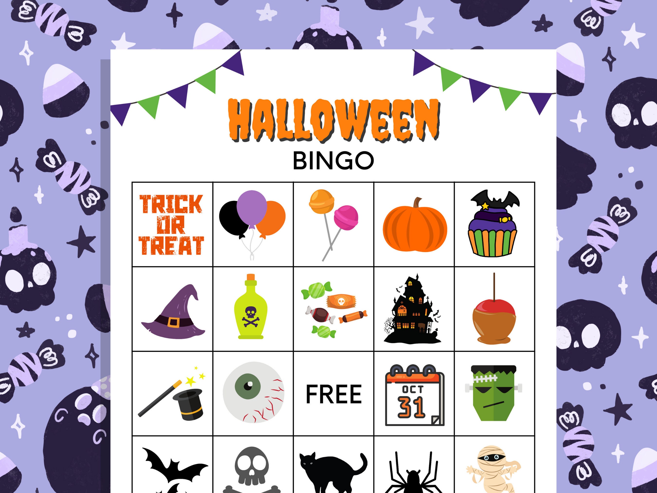 Halloween Bingo Party Game - Printable Party Game for Halloween - Etsy