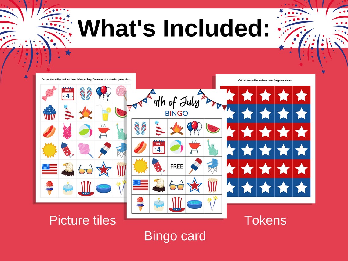 4th of July Bingo Patriotic Party Game - Printable Party Game for ...