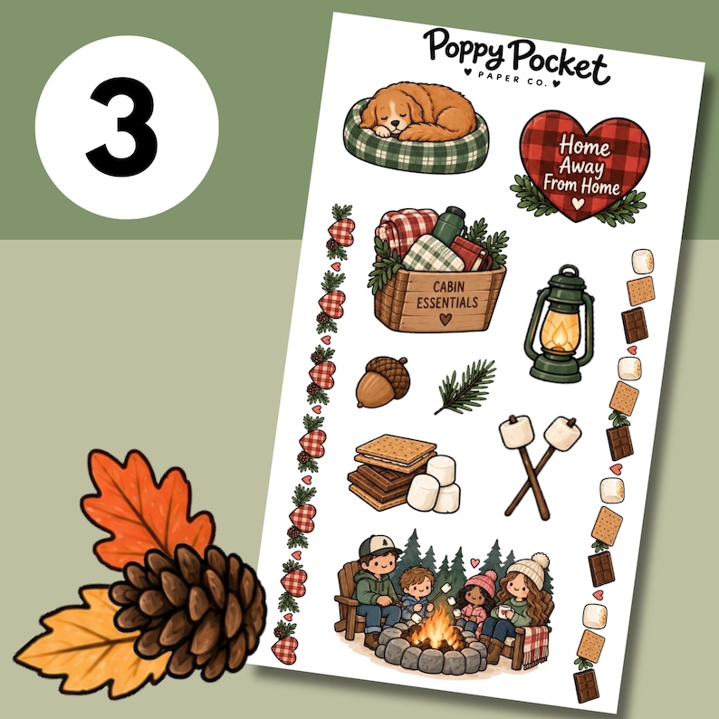 Cozy Cabin Weekend Sticker Set | Fall Cabin Stickers | Autumn Planner ...
