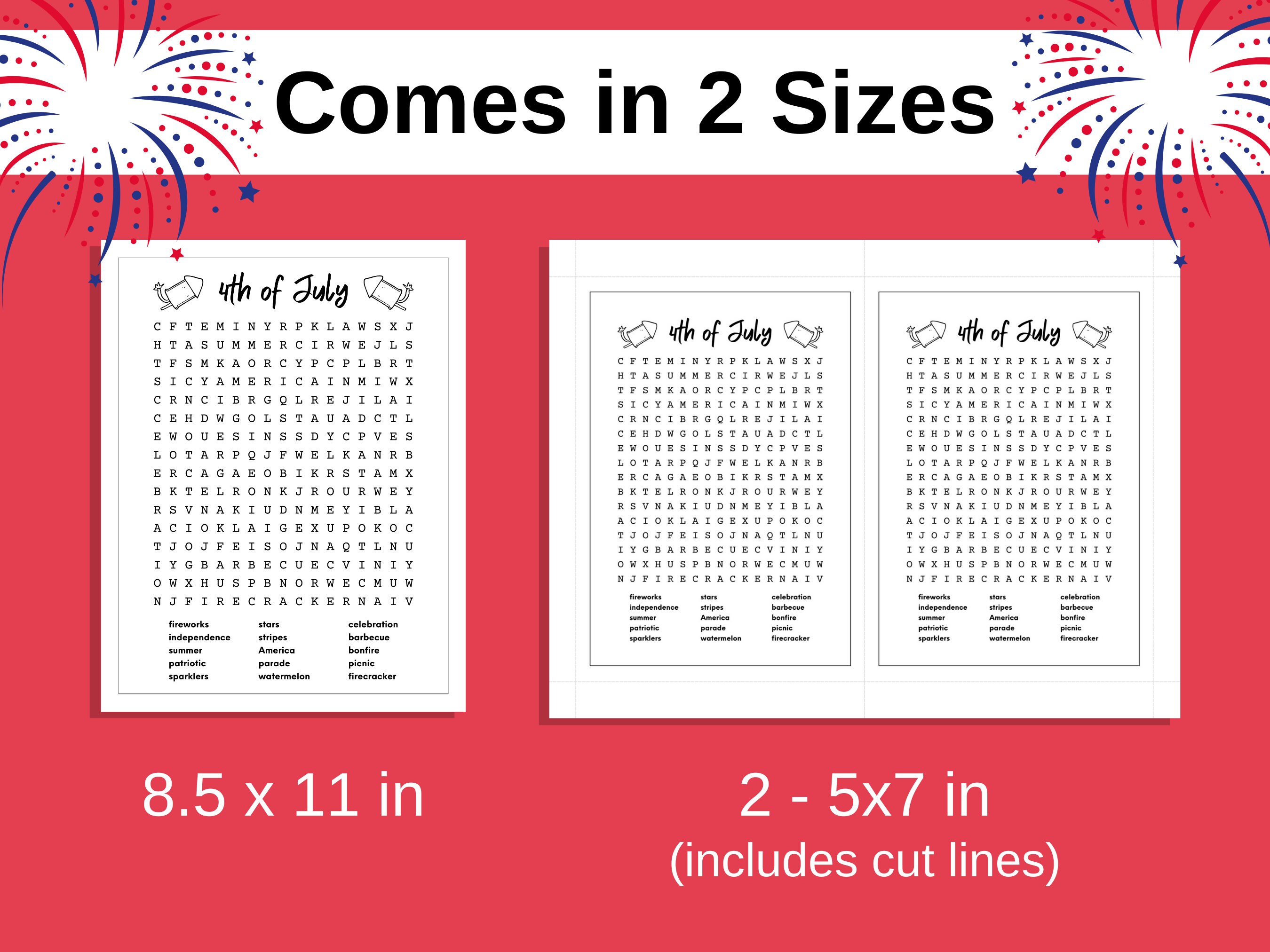 4th of July Patriotic Party Word Search Game - Printable Party Game for ...