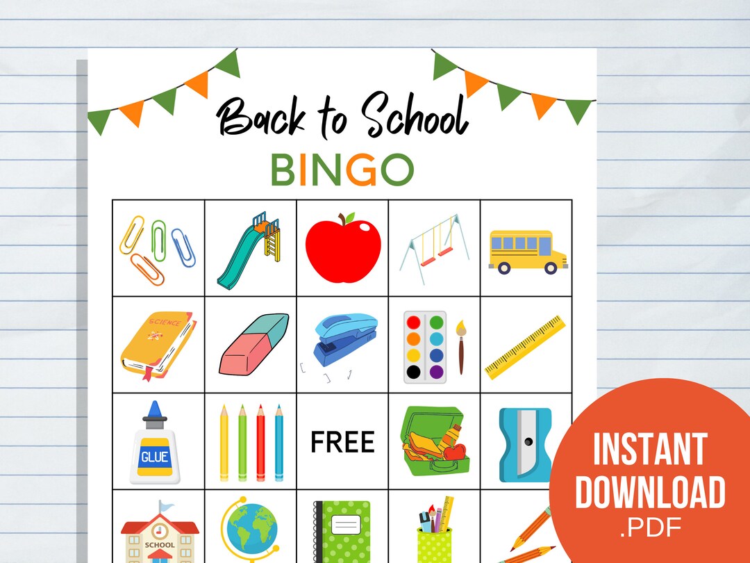 Back to School Bingo Party Game - Printable Party Game for Kids - Etsy