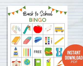 Back to School Printable Bingo Game - Etsy
