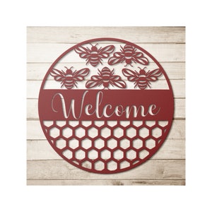 BEE WELCOME SIGN Round Metal Sign Metal Bee Sign Bee Lover Gift Metal ...