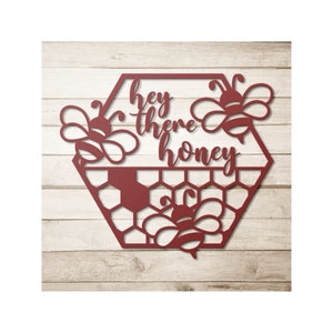 HEY THERE HONEY Bee Sign Bee Lover Gift Bee Metal Wall Art Honey Sign ...