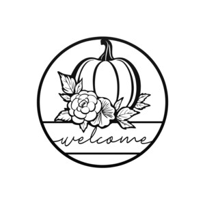 FALL WELCOME SIGN Pumpkin Welcome Sign Round Metal Sign Fall Outdoor Decor Autumn Metal Decor ...