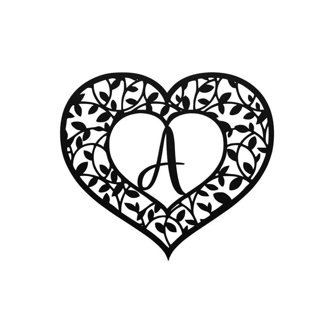 MONOGRAM HEART SIGN Metal Monogram Sign Metal Heart Decor Last Name ...