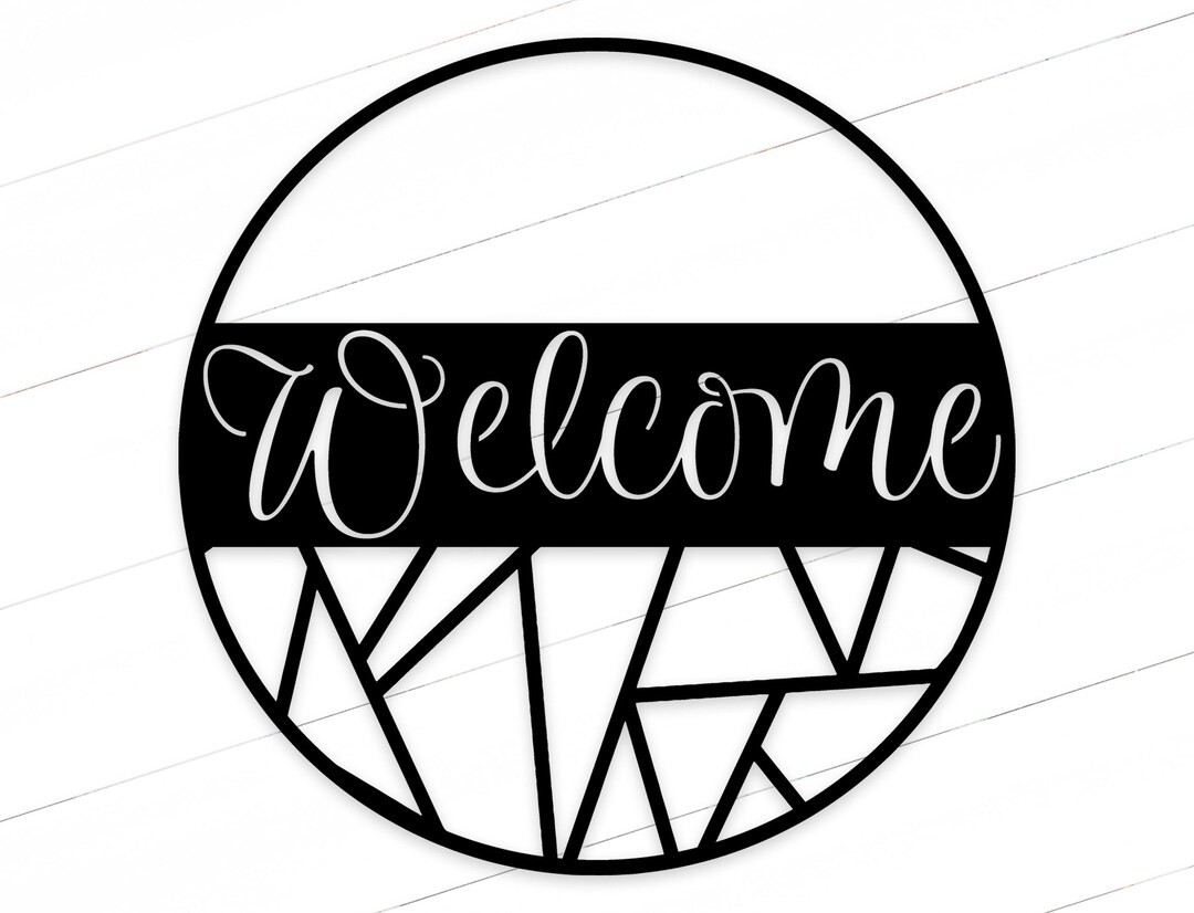GEOMETRIC WELCOME SIGN Large Outdoor Metal Wall Art Modern Welcome Sign ...