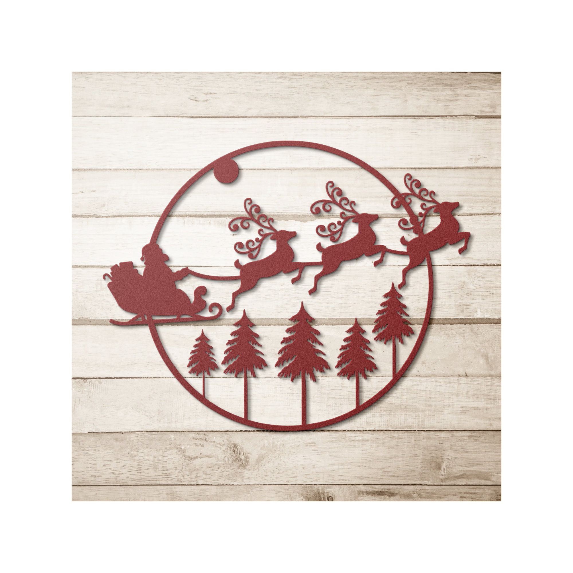 SANTA SLEIGH METAL Wall Art Metal Reindeer Sign Christmas Porch Sign ...
