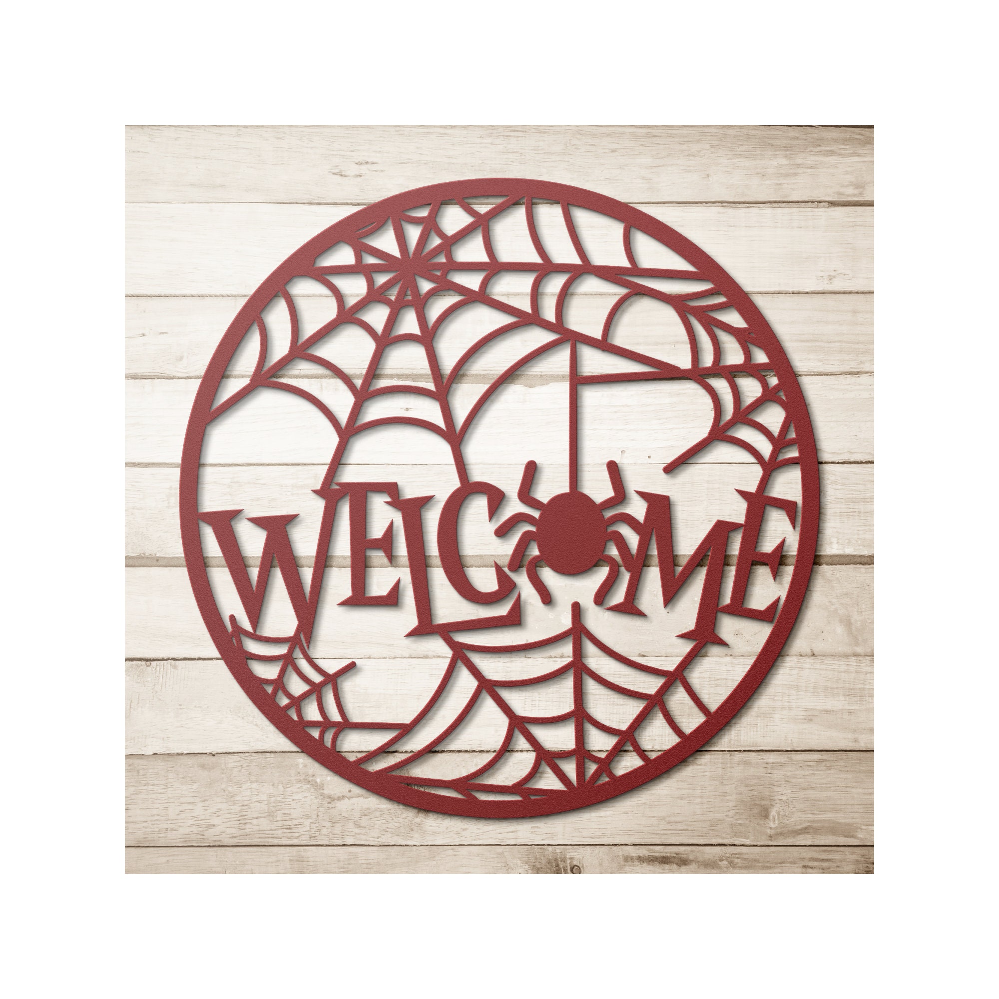 HALLOWEEN WELCOME SIGN Spider Sign Spider Web Sign Round Metal Sign ...