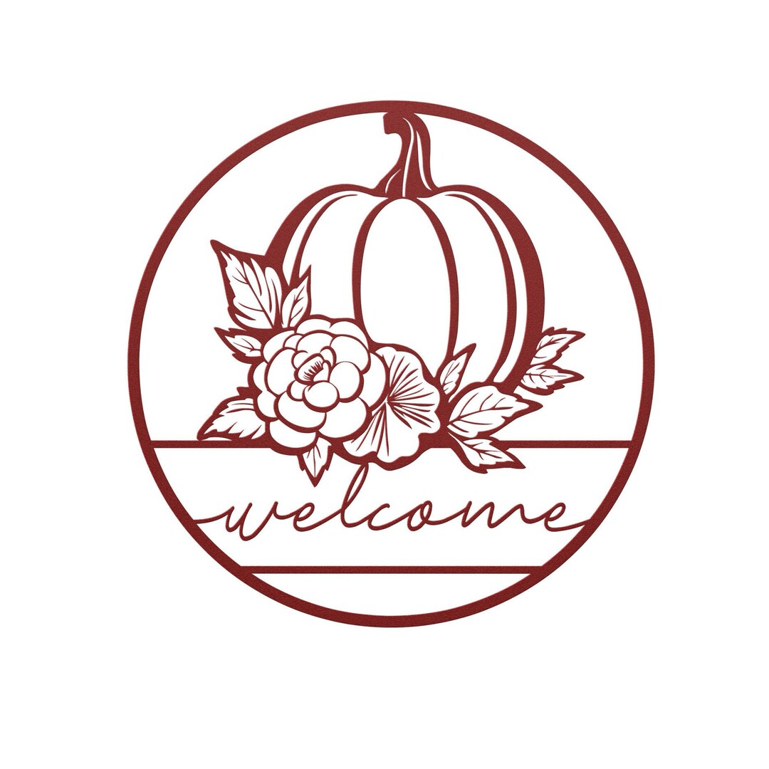 FALL WELCOME SIGN Pumpkin Welcome Sign Round Metal Sign Fall Outdoor ...
