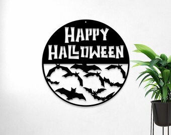 PUMPKIN DOOR HANGER Fall Welcome Sign Round Metal Sign Metal Door Sign ...