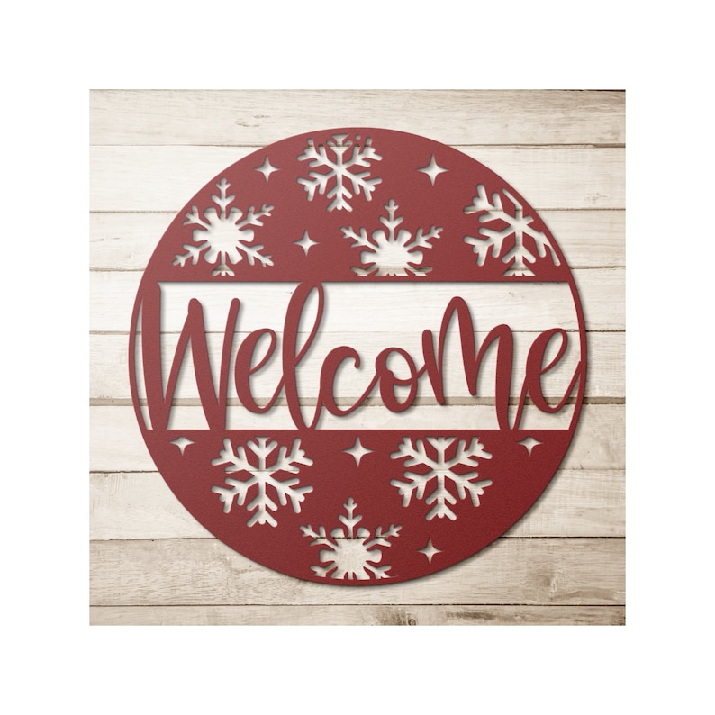 WINTER WELCOME SIGN Round Metal Sign Laser Cut Metal Sign Large Outdoor ...
