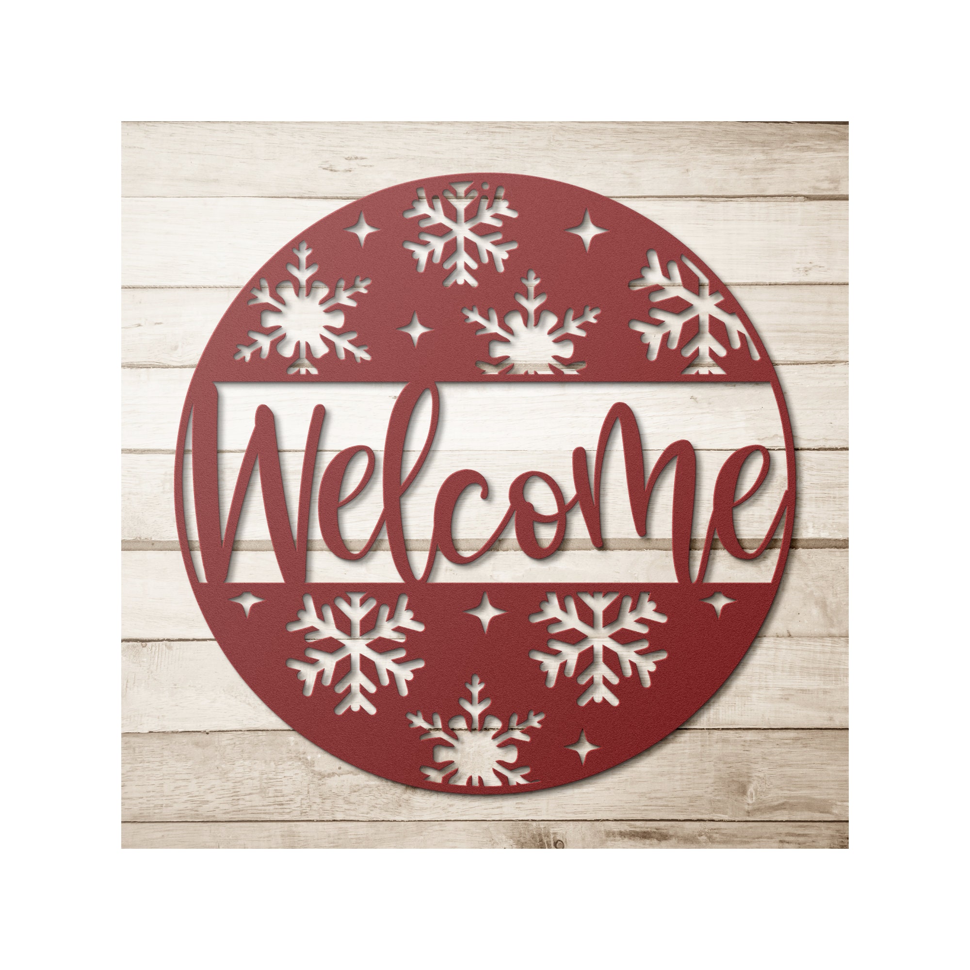 WINTER WELCOME SIGN Round Metal Sign Laser Cut Metal Sign Large Outdoor ...