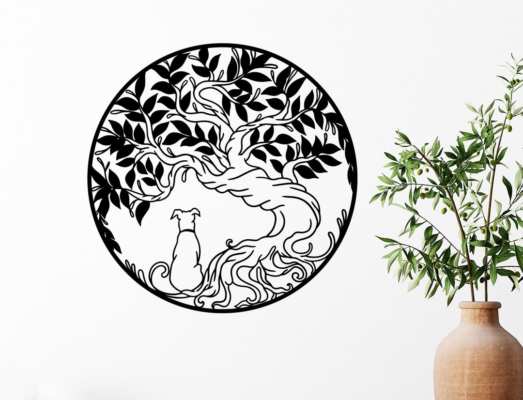 TREE OF LIFE Metal Wall Art Laser Cut Metal Sign Dog Metal Sign Dog ...