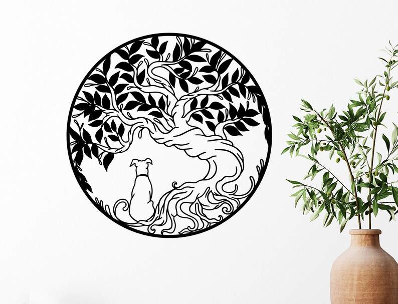 TREE OF LIFE Metal Wall Art Laser Cut Metal Sign Dog Metal Sign Dog ...
