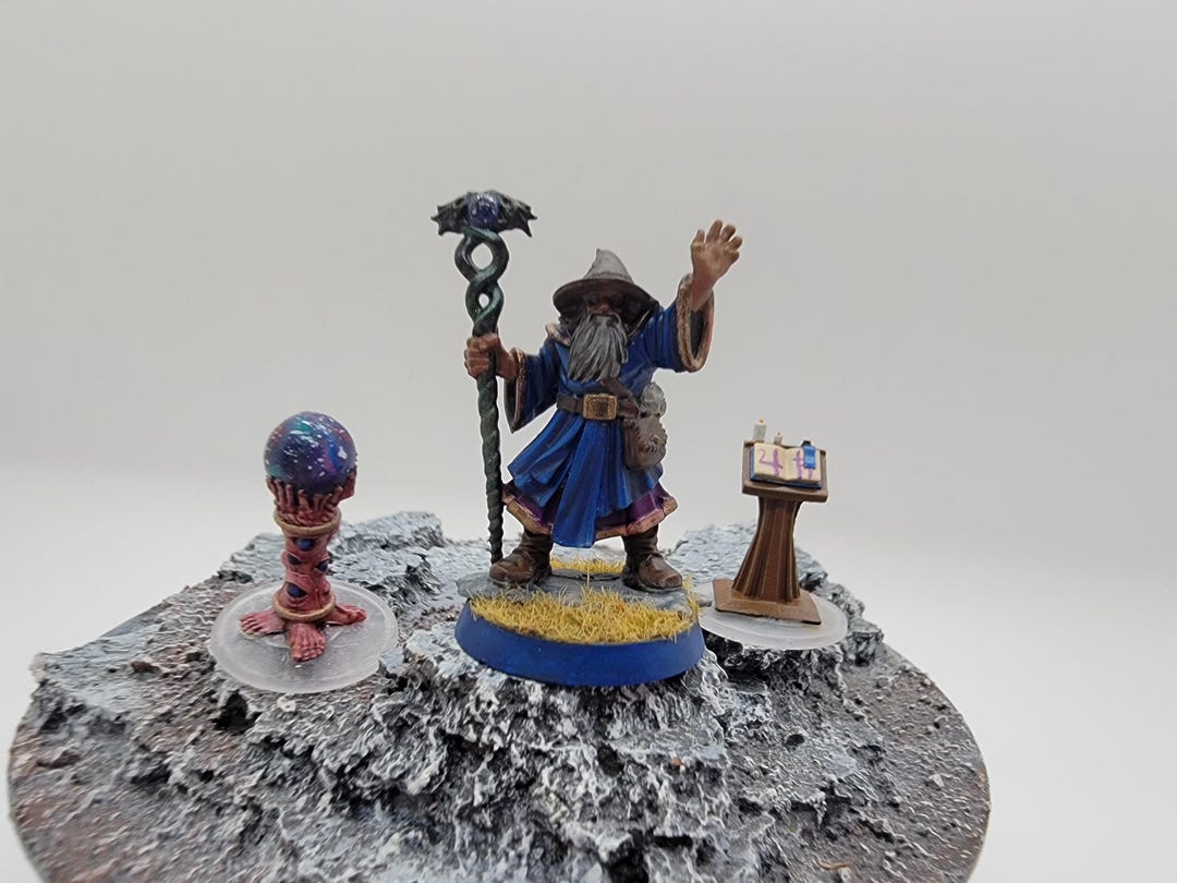 Painted Wizard With Crystal Ball and Spellbook - Etsy