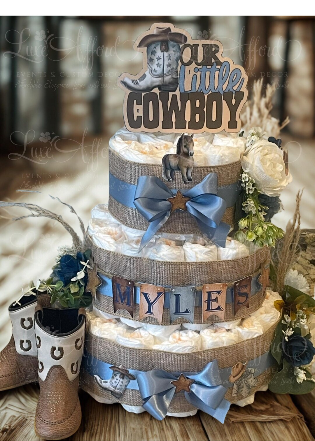 Our Little Cowboy Diaper Cake/baby Boy/baby Shower Centerpiece/little ...
