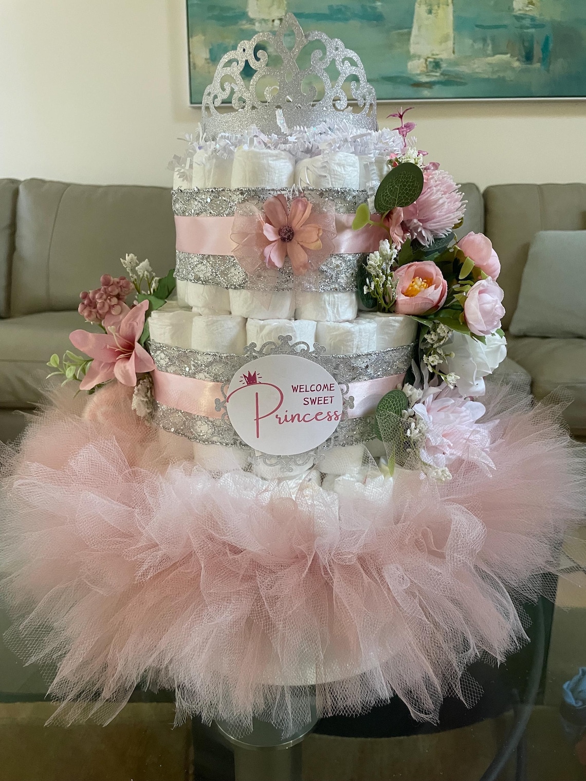 Little Princess on the Way Diaper Cake/princess Themed Diaper Cake/baby ...