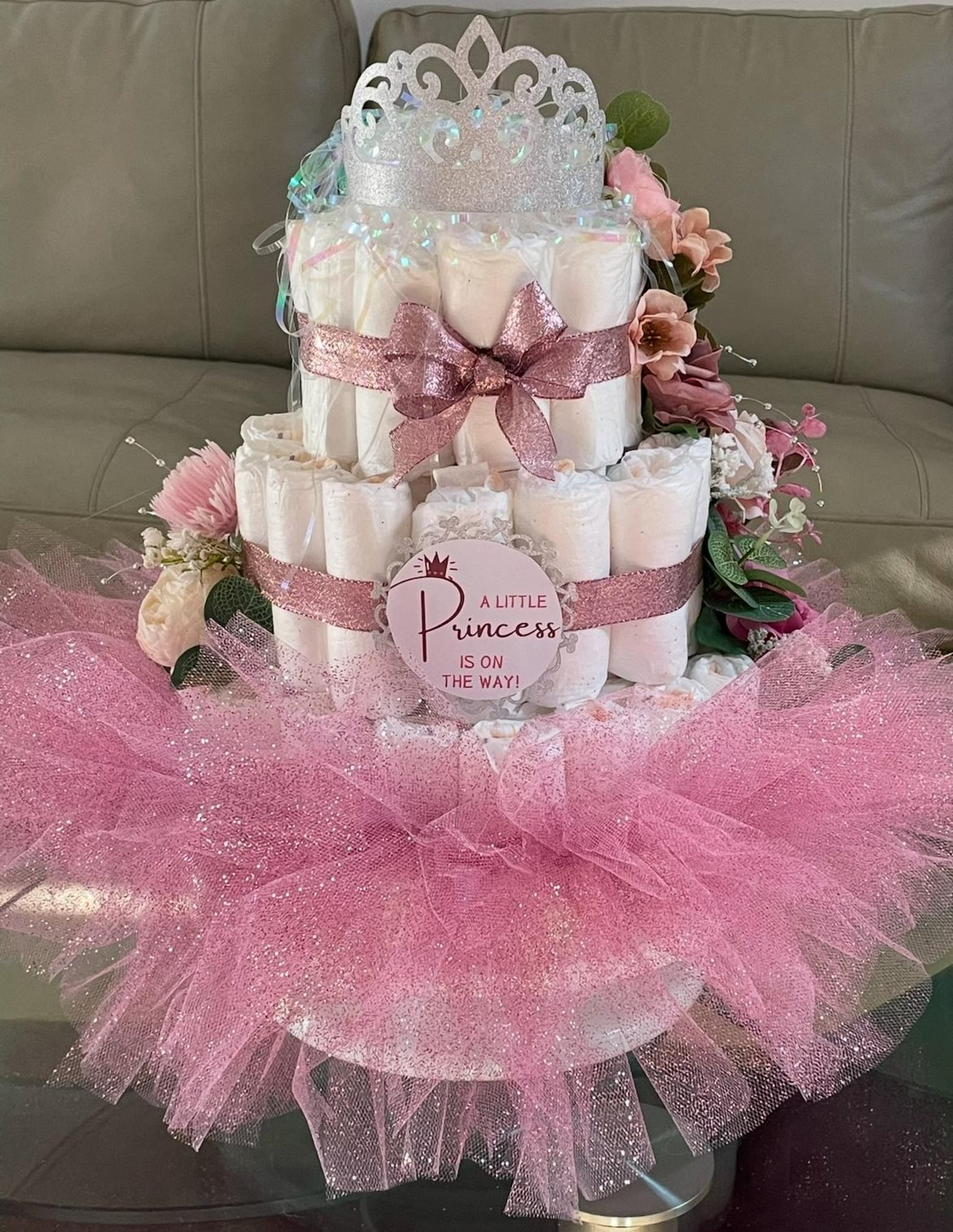 Little Princess on the Way Diaper Cake/princess Themed Diaper Cake/baby ...
