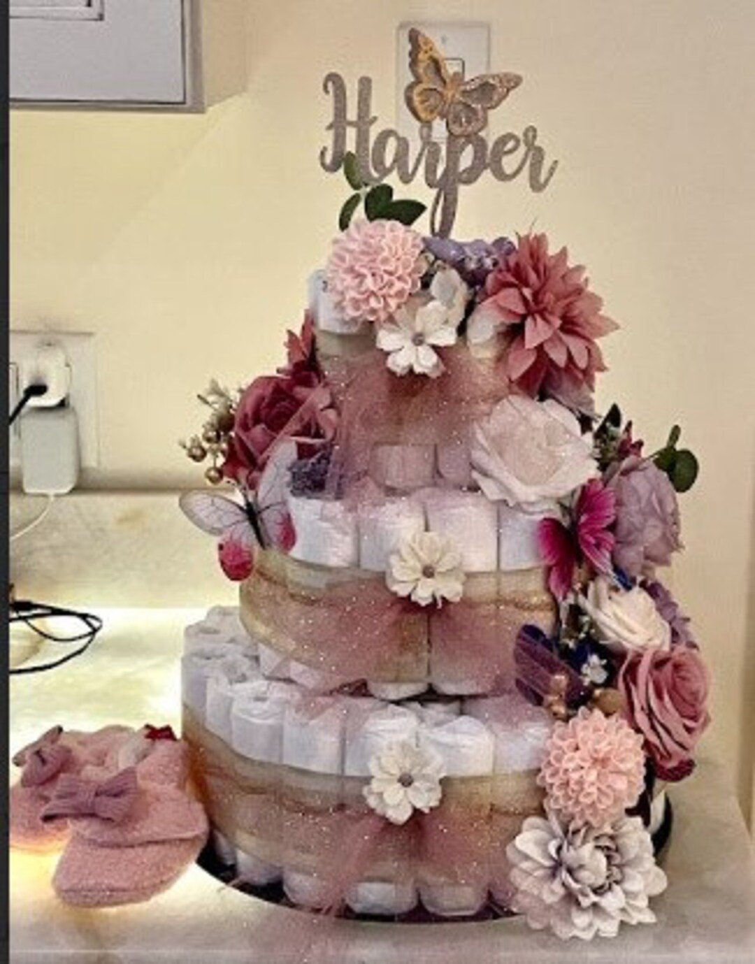 Butterfly Diaper Cake/butterfly Themed Diaper Cake/baby Girl/baby ...
