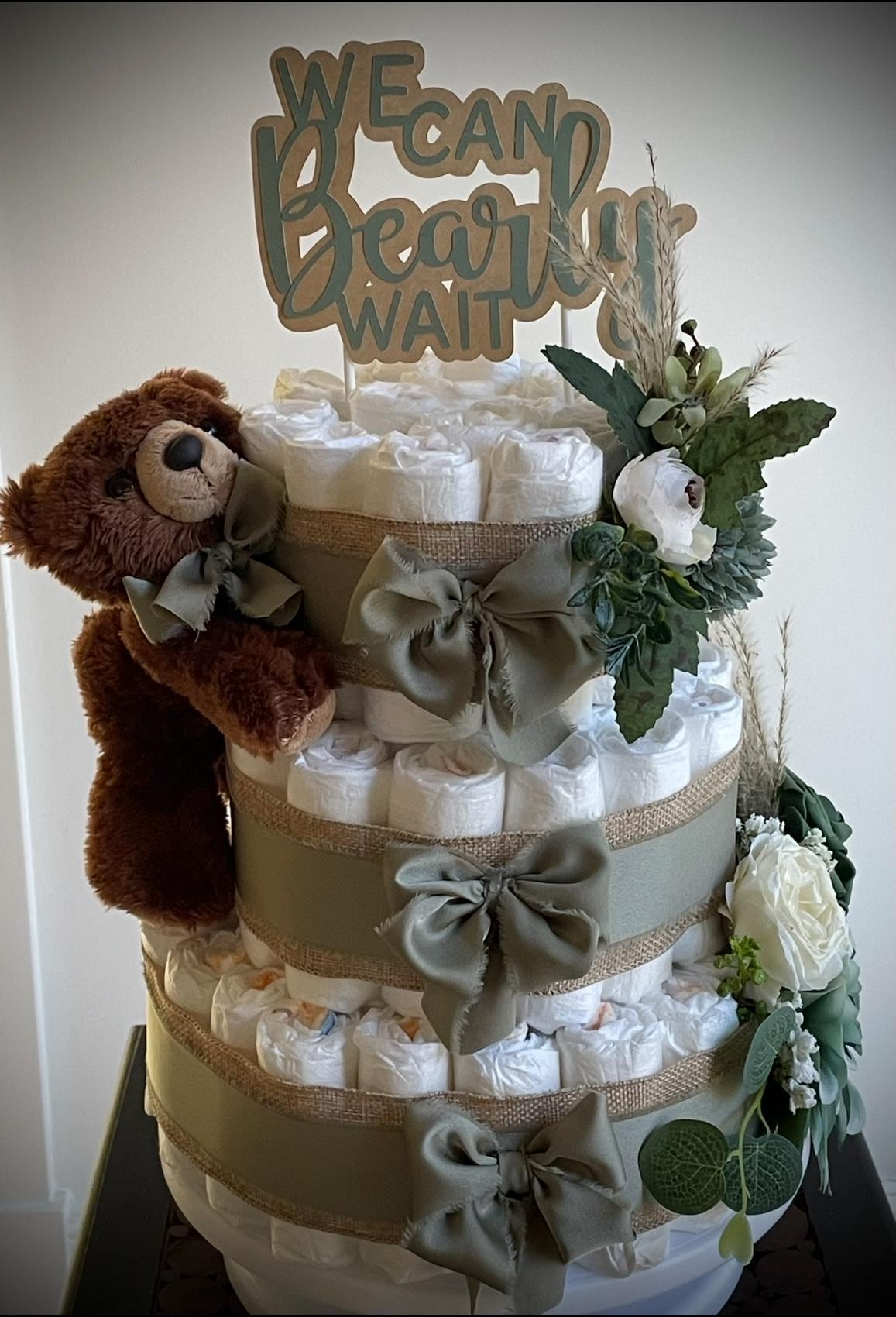 Bear Diaper Cake/bear Themed Diaper Cake/baby Boy/baby Shower ...
